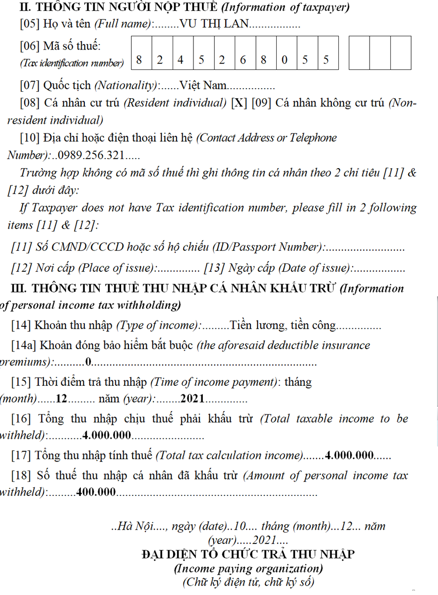 Chứng từ khấu trừ thuế TNCN điện tử Mẫu 03/TNCN theo NĐ 123 và TT 78